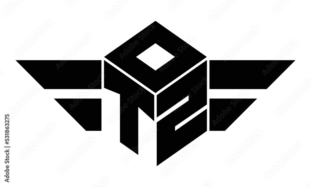 OTZ three letter gaming logo in polygon cube shape logo design vector ...