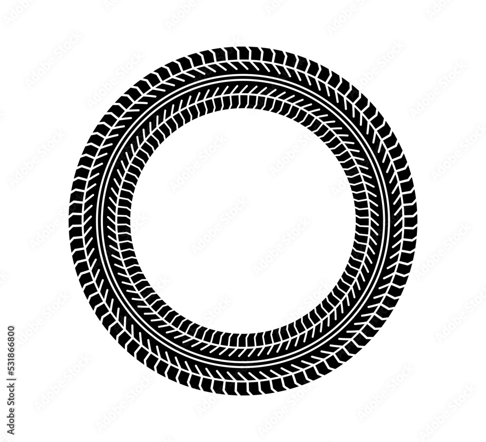 Auto tire tread circle frame. Car and motorcycle tire pattern, wheel ...