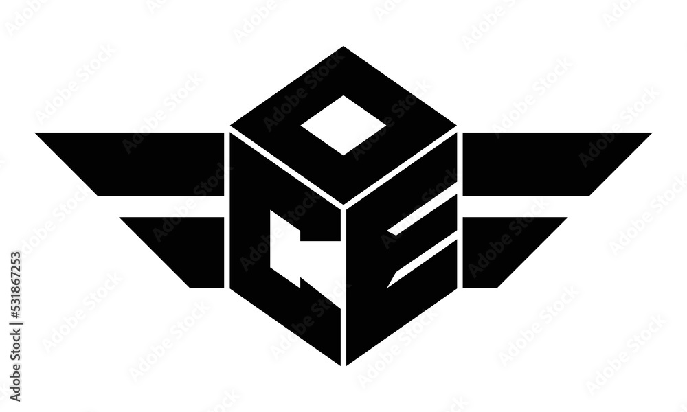 OCE three letter gaming logo in polygon cube shape logo design vector ...