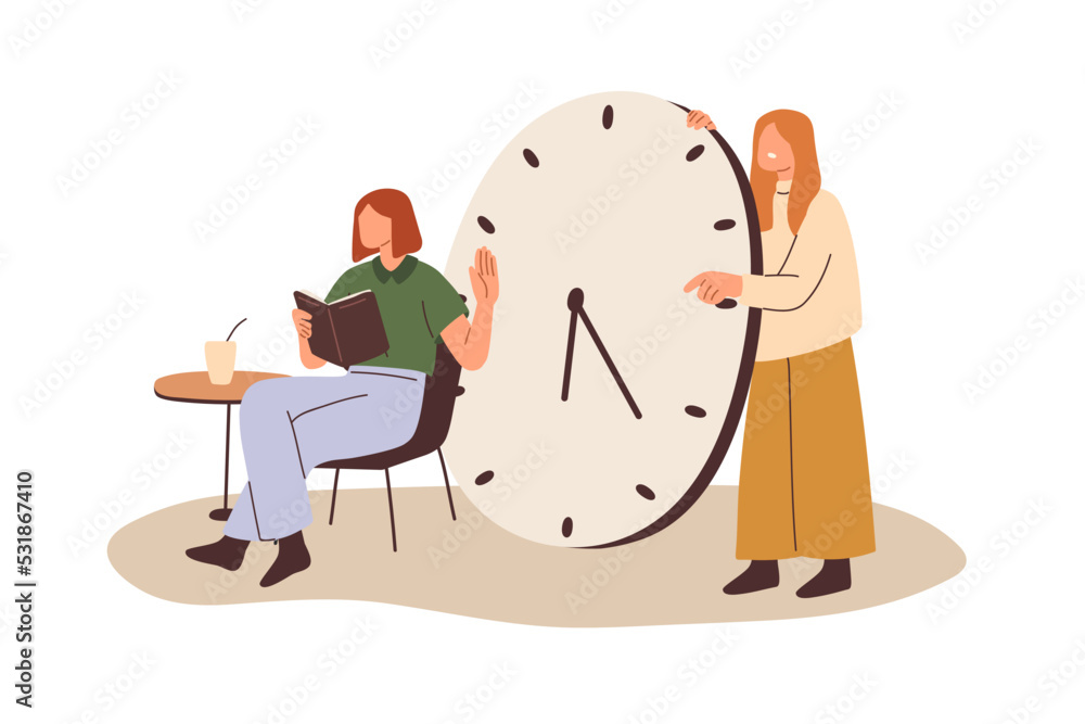 Procrastination concept. Lazy person procrastinating, postponing ...