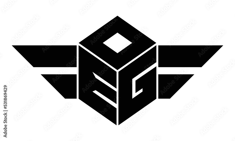 OEG three letter gaming logo in polygon cube shape logo design vector ...