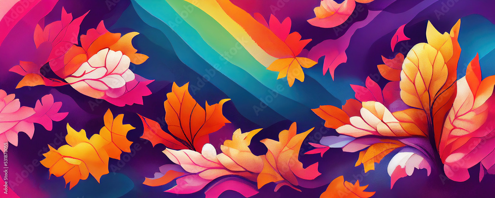 Autumn and thanksgiving wallpaper background with colourful leaves and ...