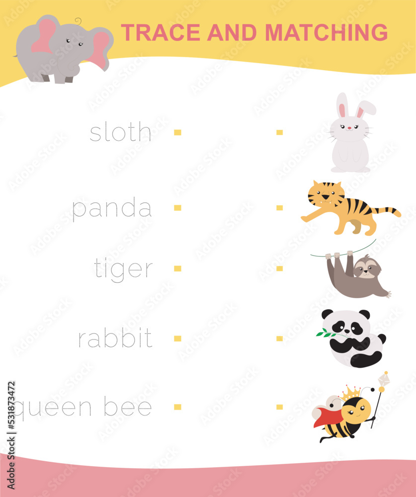 worksheet for toddlers trace and matching words with images ...