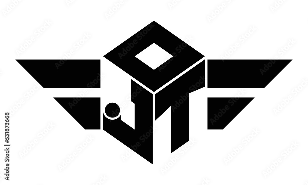 OJT three letter gaming logo in polygon cube shape logo design vector ...