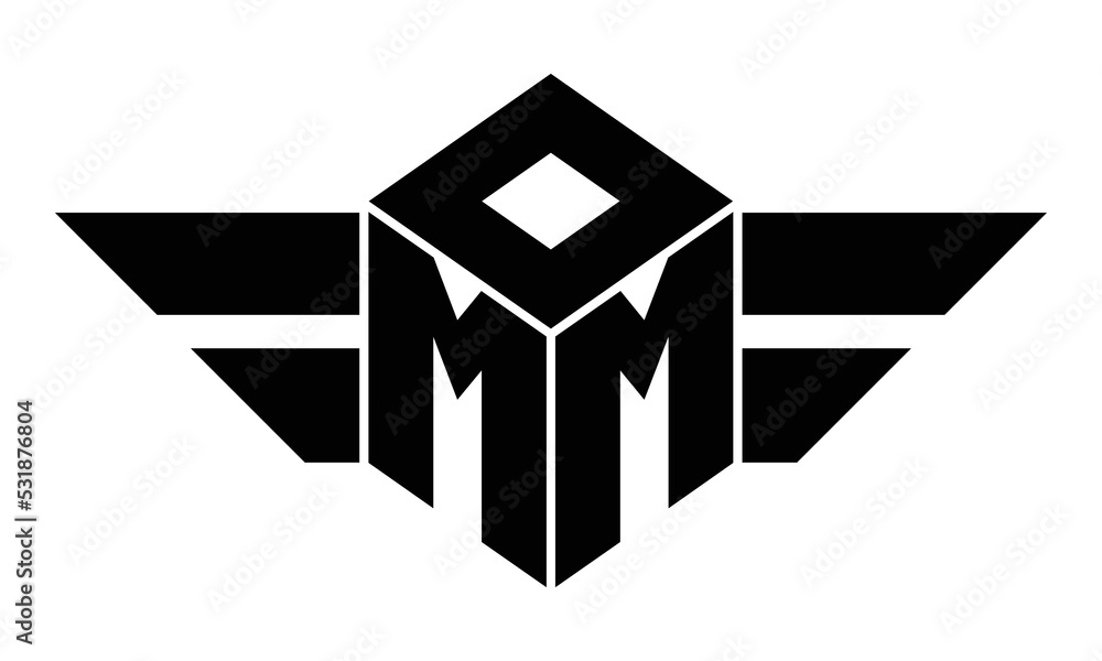 OMM three letter gaming logo in polygon cube shape logo design vector ...