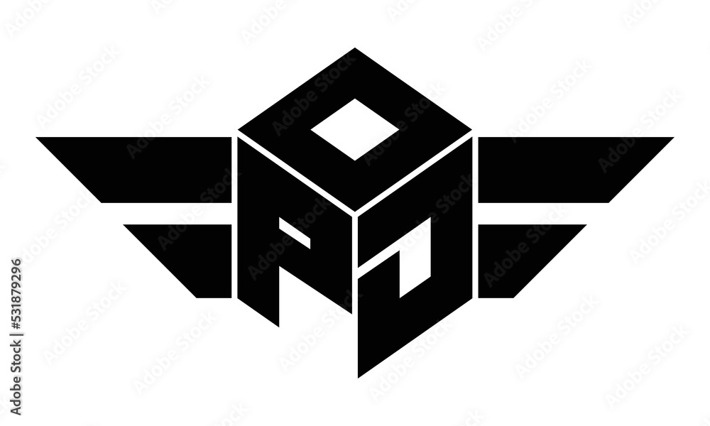 OPD three letter gaming logo in polygon cube shape logo design vector ...