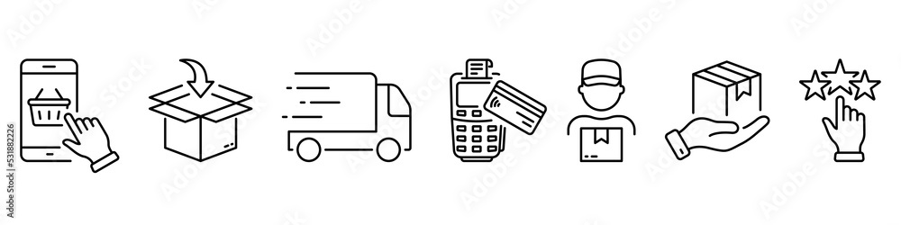 Delivery Process Line Icon. Shipping Product Guide Linear Pictogram ...