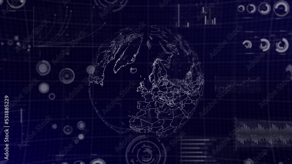 Data analysis Technology Globe rotating on Lithuania Country with ...