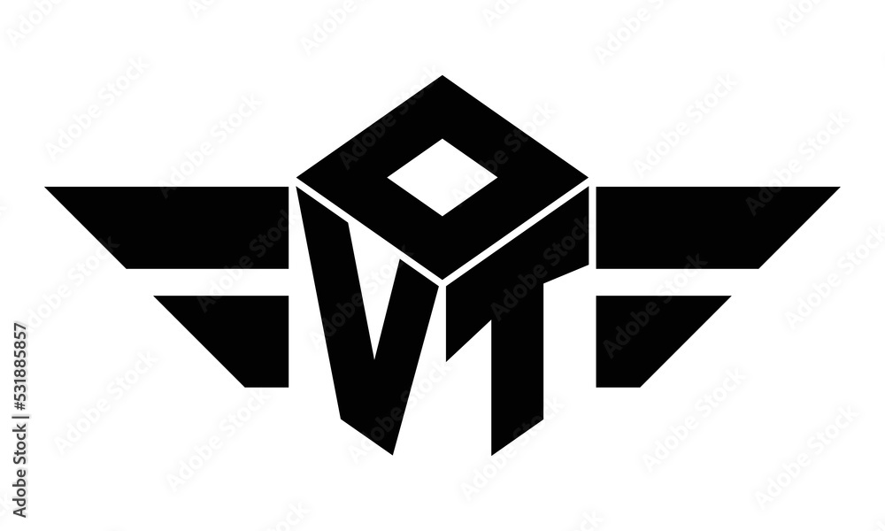 OVT three letter gaming logo in polygon cube shape logo design vector ...