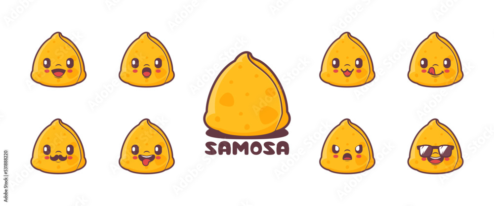 Samosa cartoon. Asian famous food vector illustration Stock Vector ...