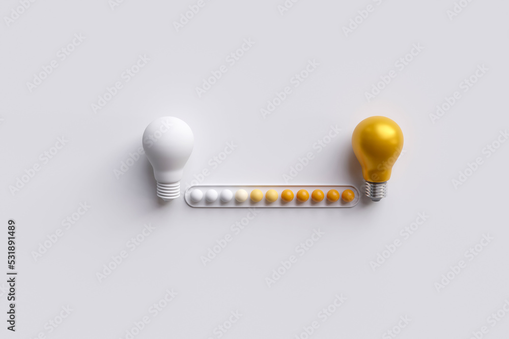 Loading ideas. Processing load bar and lamp. concept of skills and ...