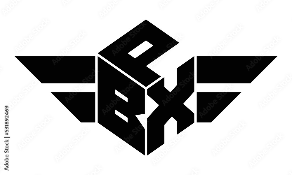 PBX three letter gaming logo in polygon cube shape logo design vector ...