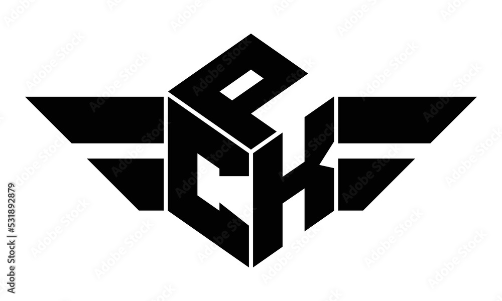 PCK three letter gaming logo in polygon cube shape logo design vector ...