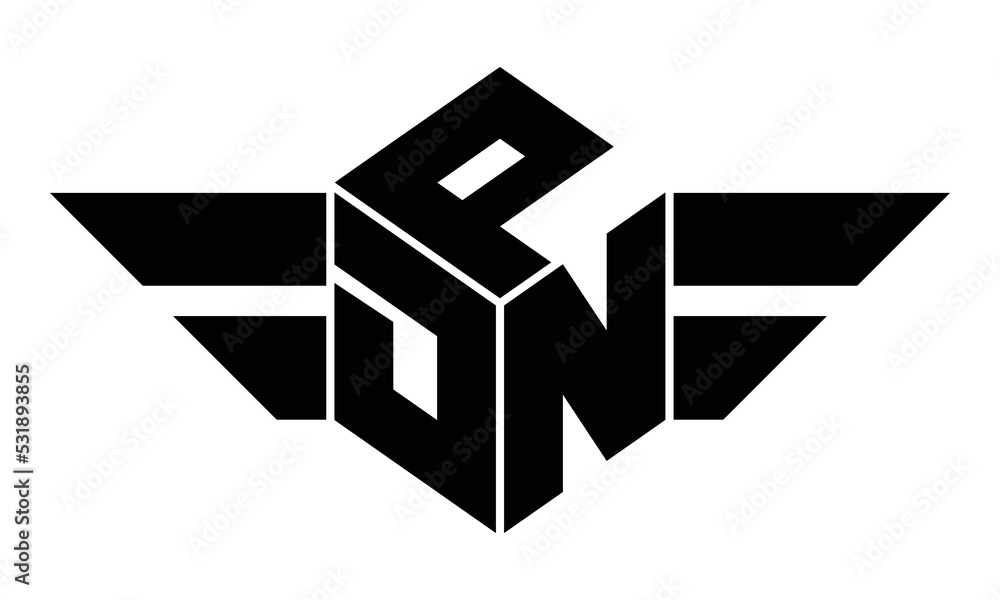 PDN three letter gaming logo in polygon cube shape logo design vector ...
