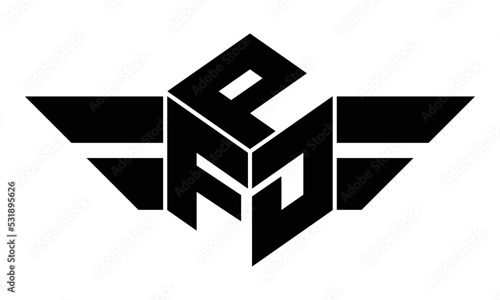 PFD three letter gaming logo in polygon cube shape logo design vector ...
