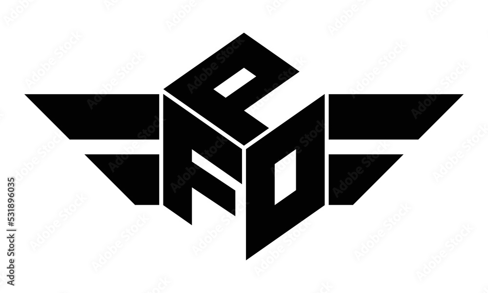 PFO three letter gaming logo in polygon cube shape logo design vector ...