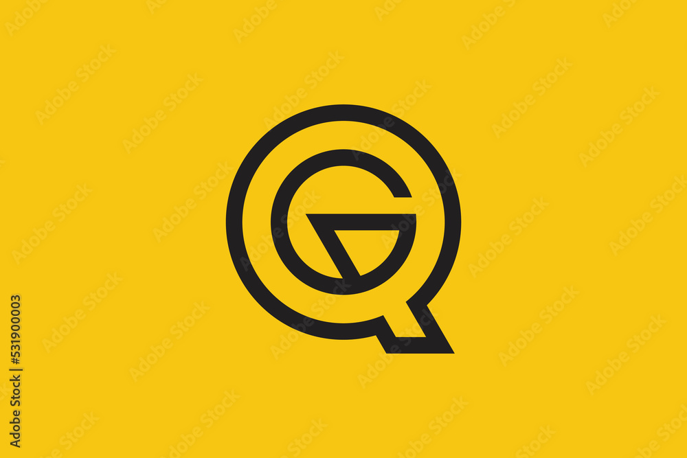 Minimal QG logo. Icon of a GQ letter on a luxury background. Logo idea ...
