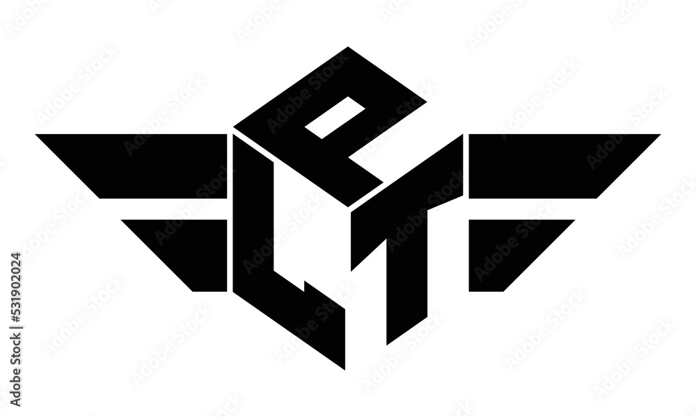 PLT three letter gaming logo in polygon cube shape logo design vector ...