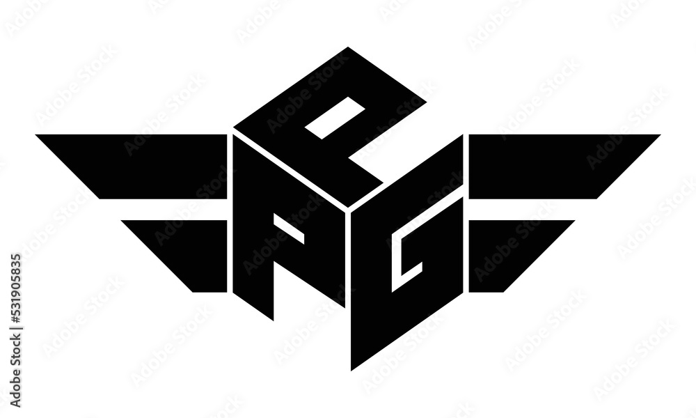 PPG three letter gaming logo in polygon cube shape logo design vector ...