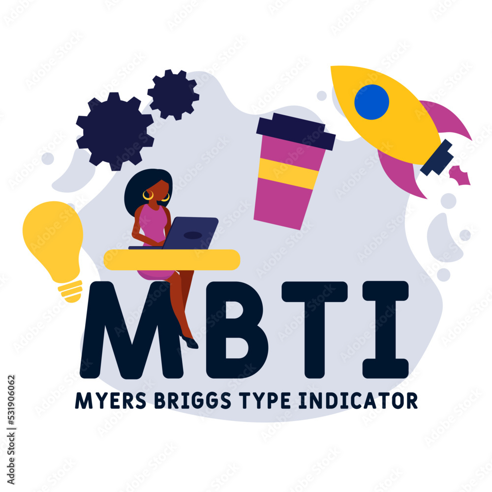 mbti - myers briggs type indicator acronym. business concept background ...