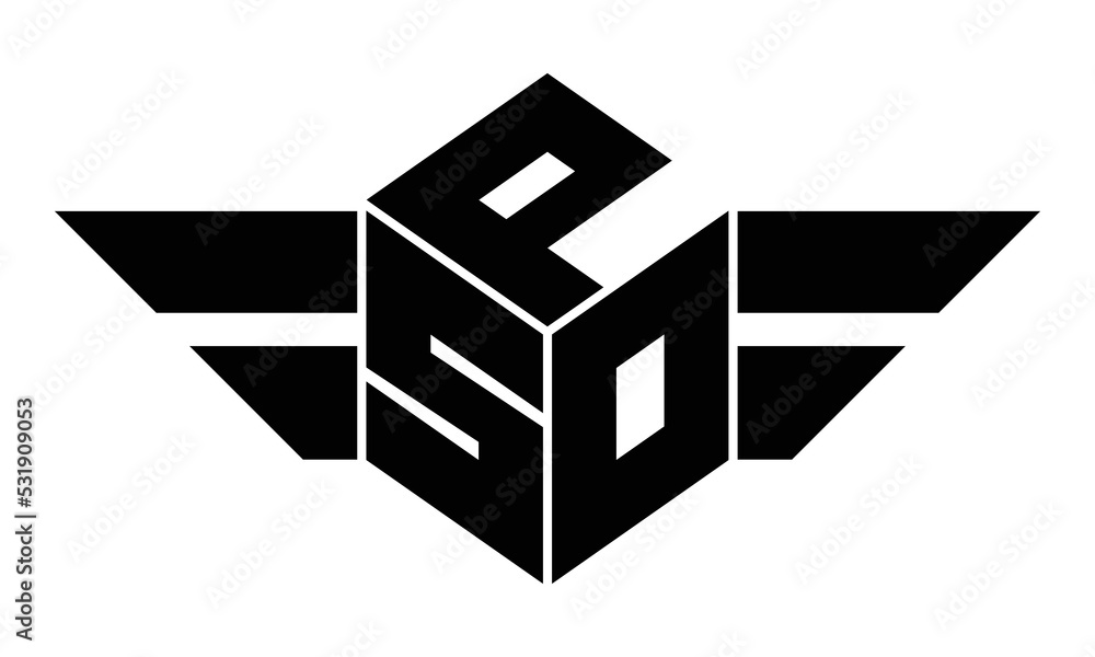 PSO three letter gaming logo in polygon cube shape logo design vector ...