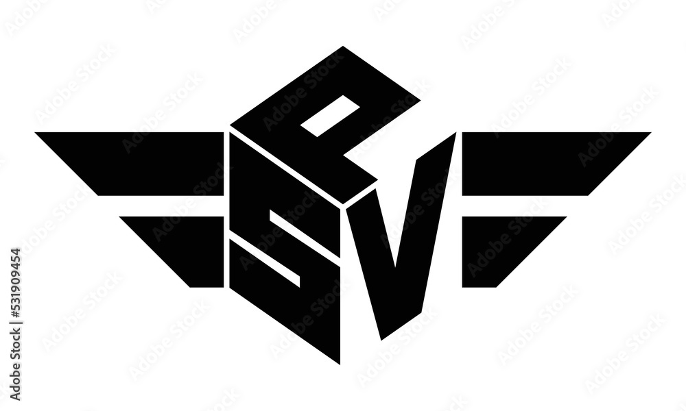 PSV three letter gaming logo in polygon cube shape logo design vector ...