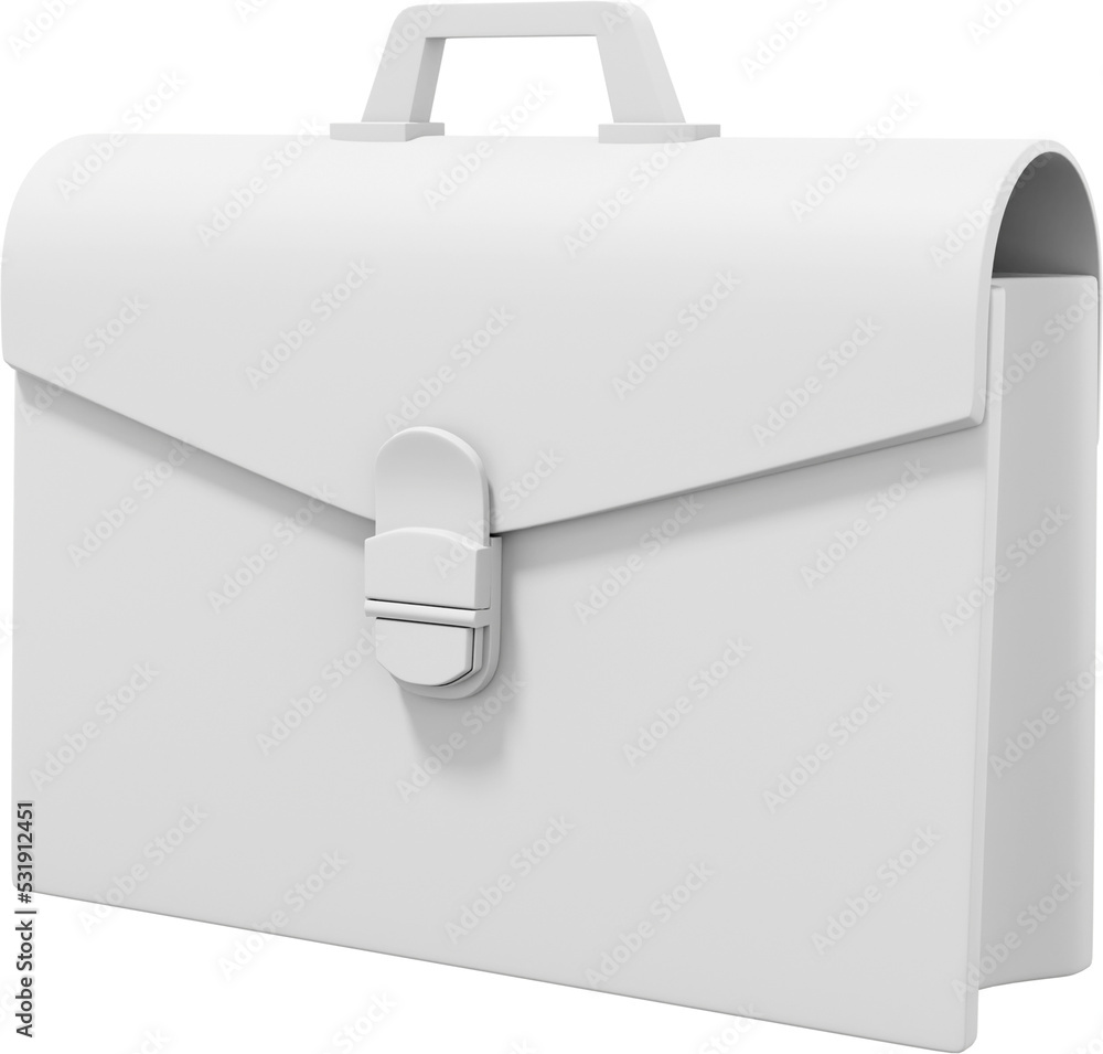 White Briefcase Side View. PNG icon on transparent background. Business ...
