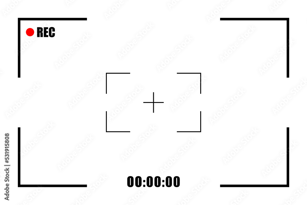 Video camera frame with record indicator. Photo camera viewfinder ...