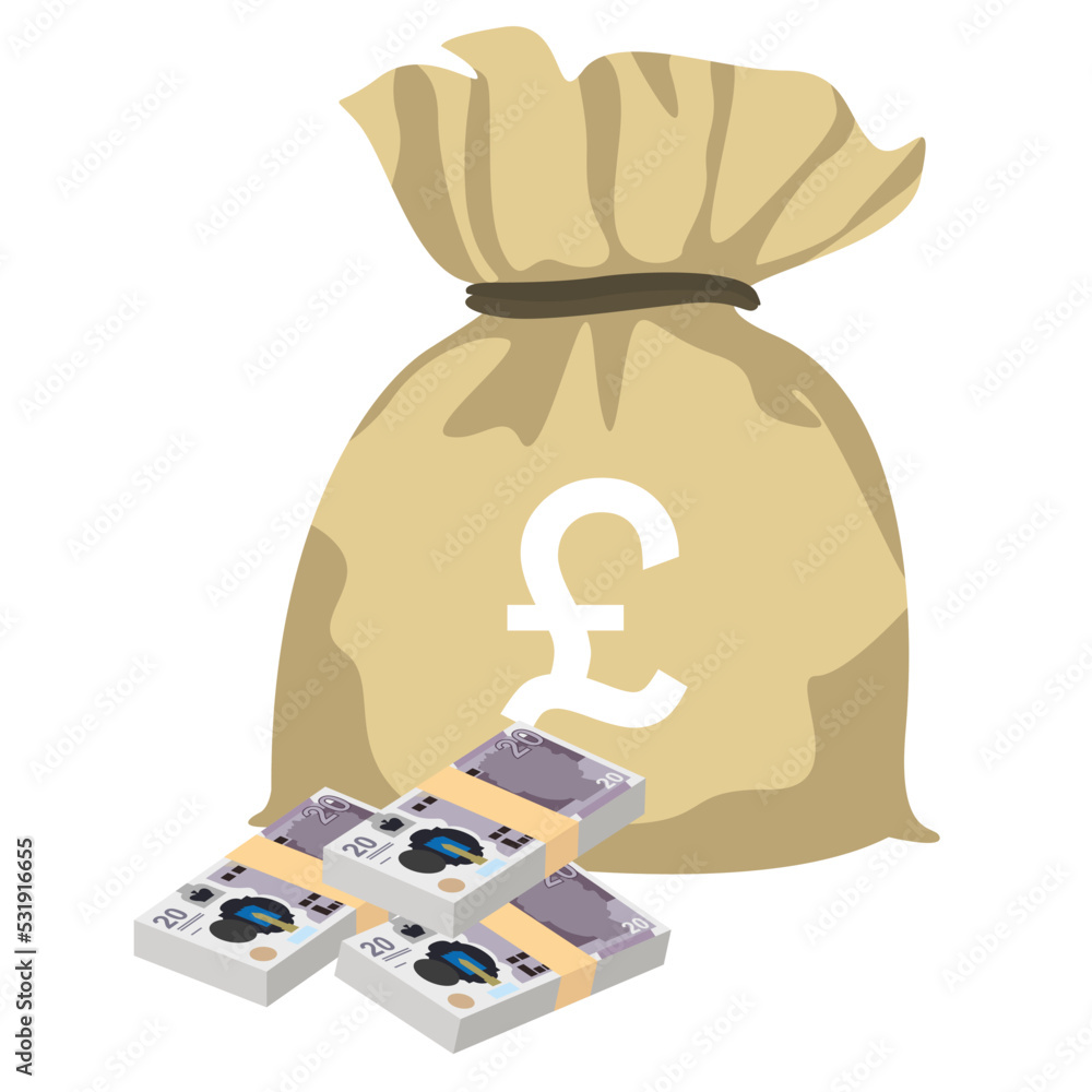 Pound Sterling Vector Illustration. United Kingdom, Guernsey, Isle of ...