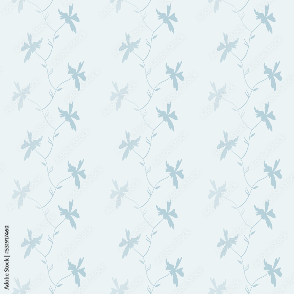 Delicate flowers background. Light blue floral pattern. Seamless ...