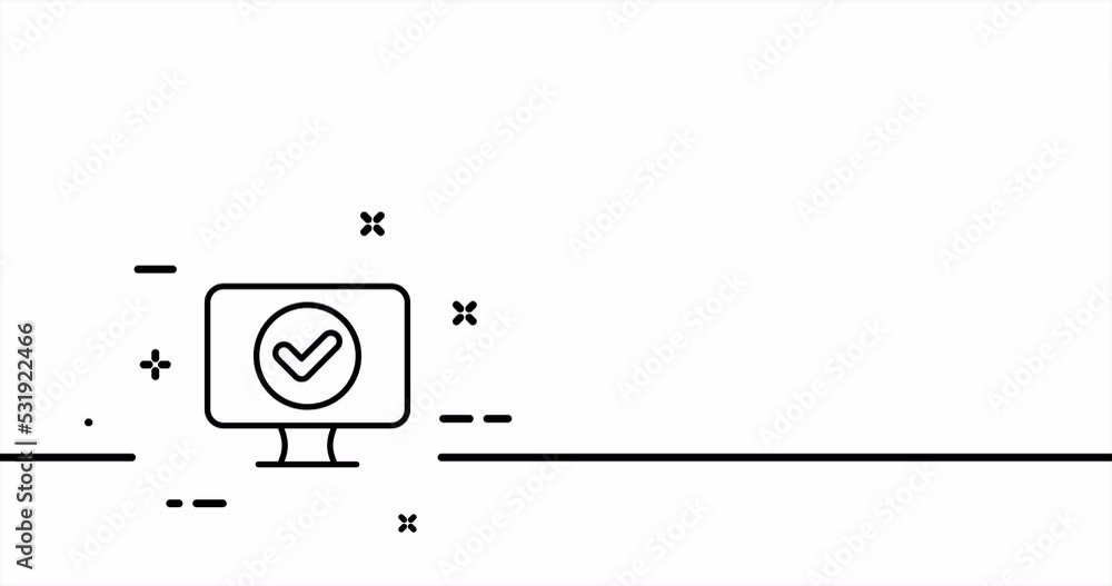 Monitor with tick. Computer with tick and cross, success, failure ...