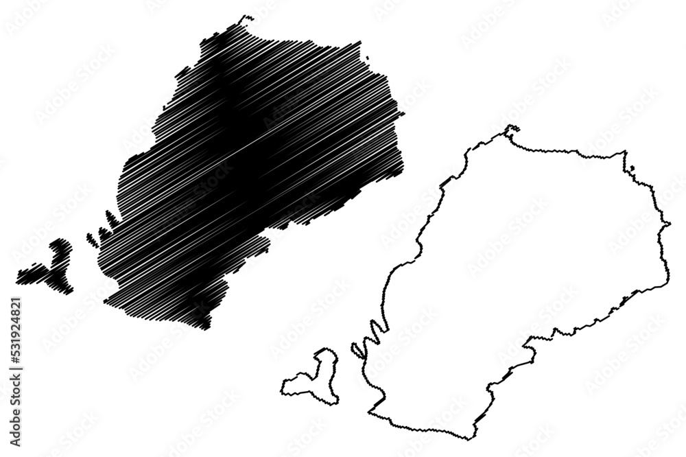 Agistri island (Hellenic Republic, Greece, Greek island) map vector ...