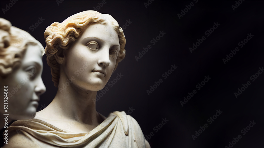 Illustration of a Renaissance marble statue of Muses. Muses are the ...