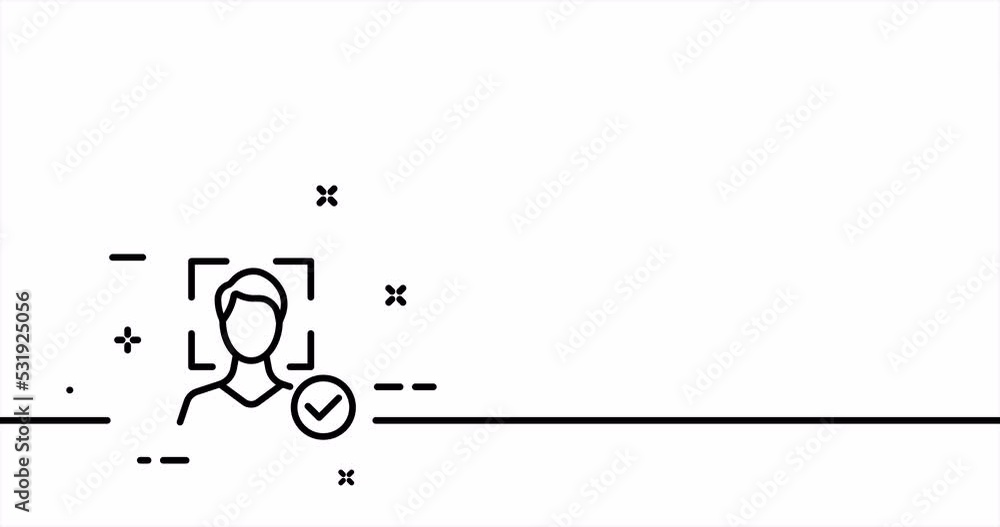 Face recognition. Face ID, unlock, checkmark, frame, biometrics scan ...