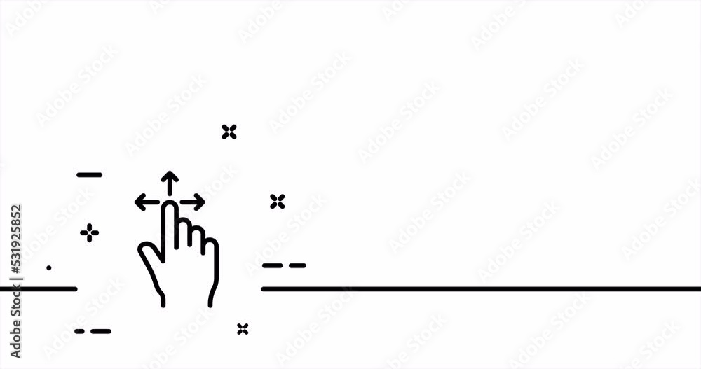 Hand with move cursor. Move object, control buttons, zoom in and out ...