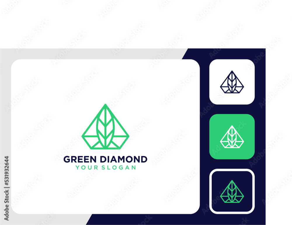 diamond logo design with leaves and green Stock Vector | Adobe Stock