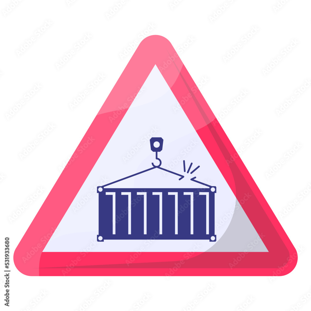 Stay Away Overhead Crane Loads red triangle Concept, Crush Hazard ...