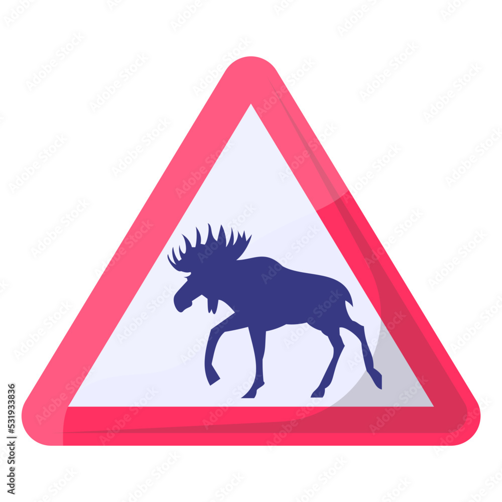Moose Crossing red triangle Concept Vector Icon Design, Modern traffic ...