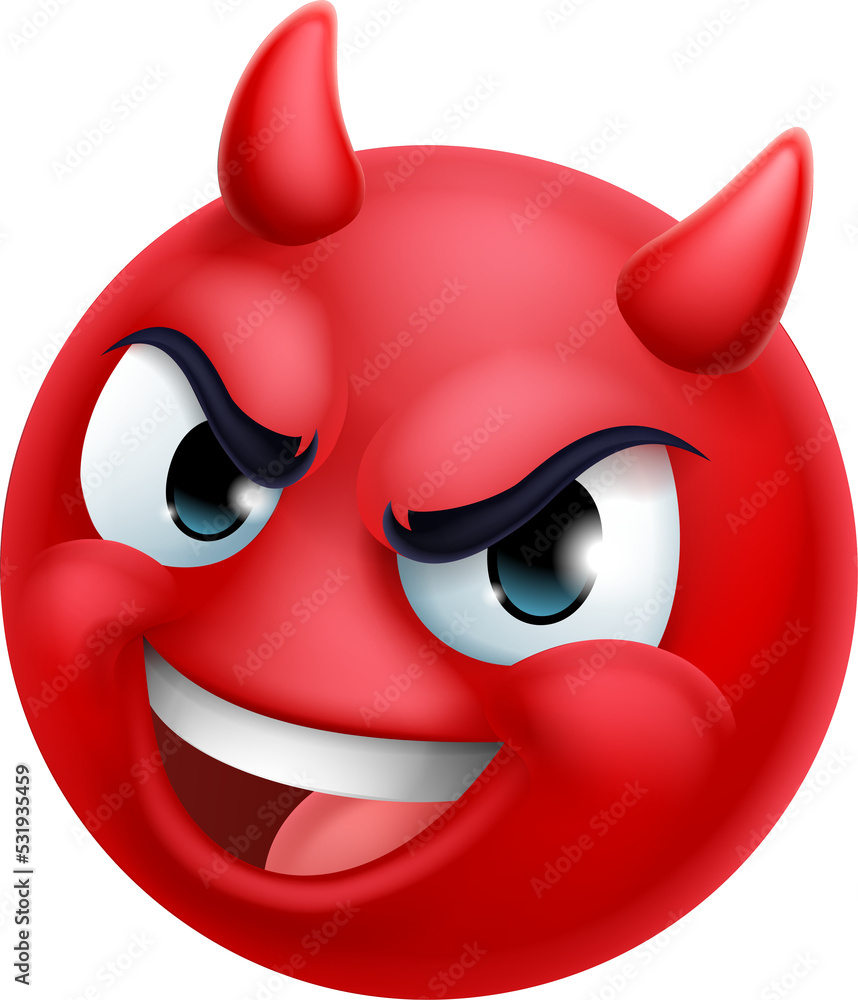 Devil Emoji Emoticon Man Face Cartoon Icon Mascot Stock Illustration ...
