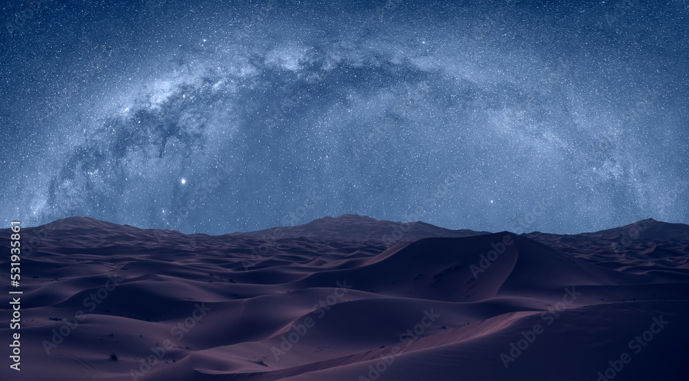 Amazing milky way over the sand dunes of Sahara Desert - Sahara ...