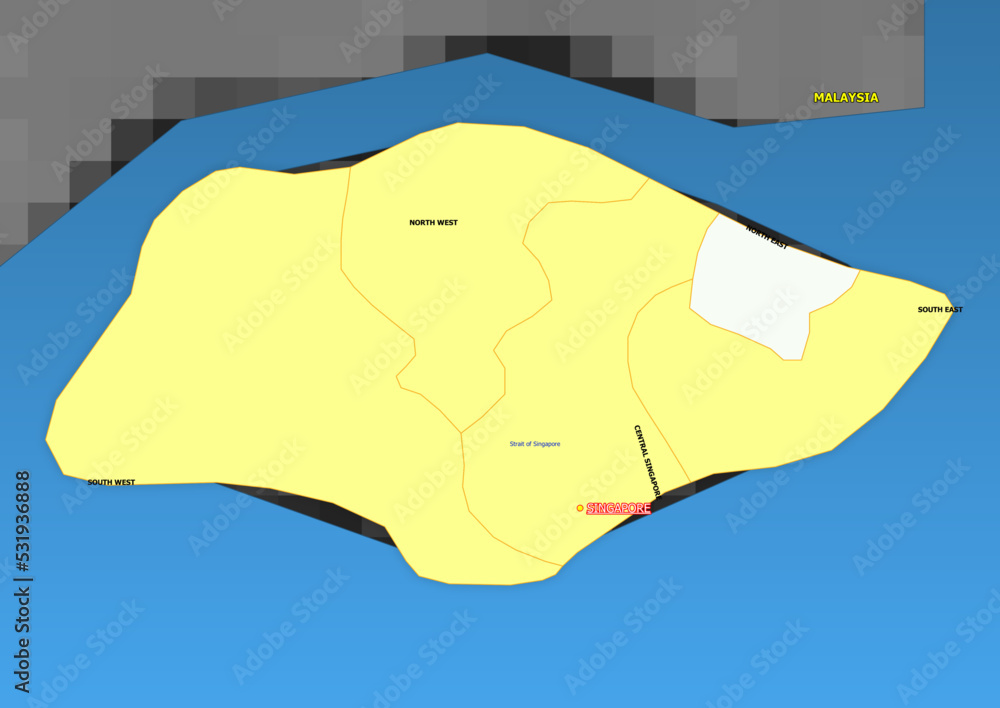 Administrative and political colored vector Map of Singapore with ...