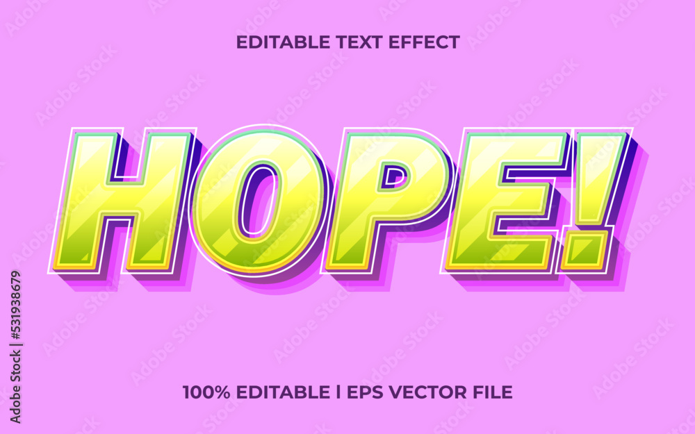 hope 3d text effect with stylish theme. blue text lettering typography ...