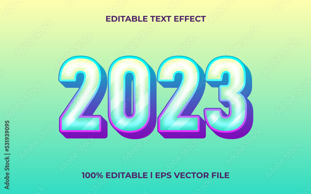 2023 3d text effect with calligraphy theme. new year typography Stock ...
