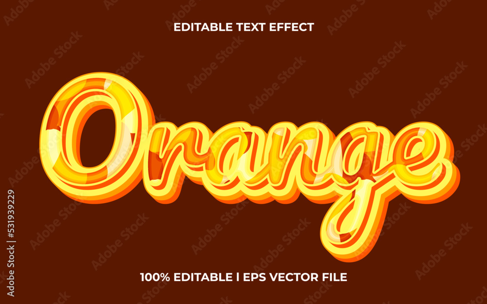orange 3d text effect with frash theme. orange text lettering ...