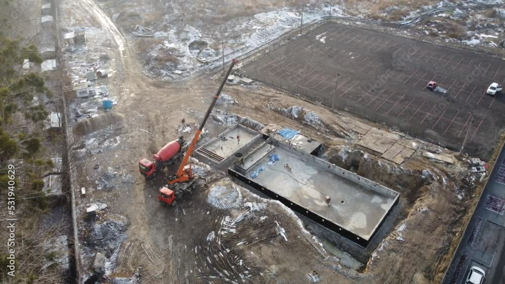 Swimming pool construction. Steel structure swimming pool. Steel ...