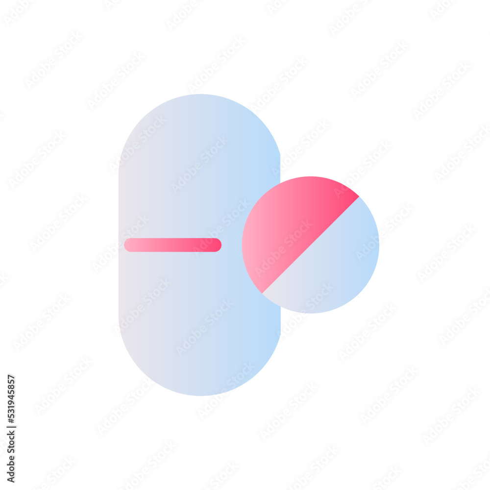 Dosage form flat gradient two-color ui icon. Tablet and capsule ...