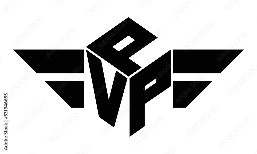PVP three letter gaming logo in polygon cube shape logo design vector ...