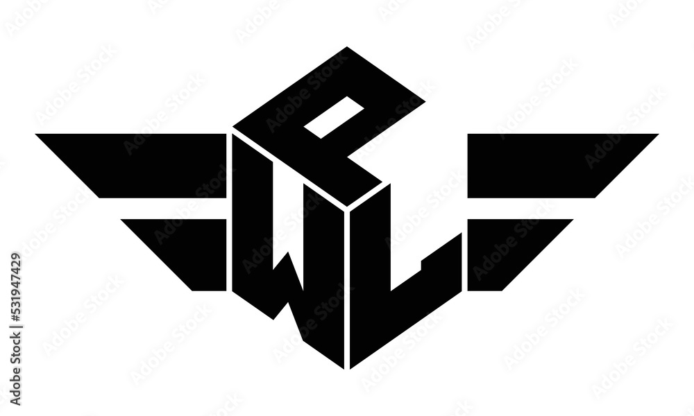 PWL three letter gaming logo in polygon cube shape logo design vector ...
