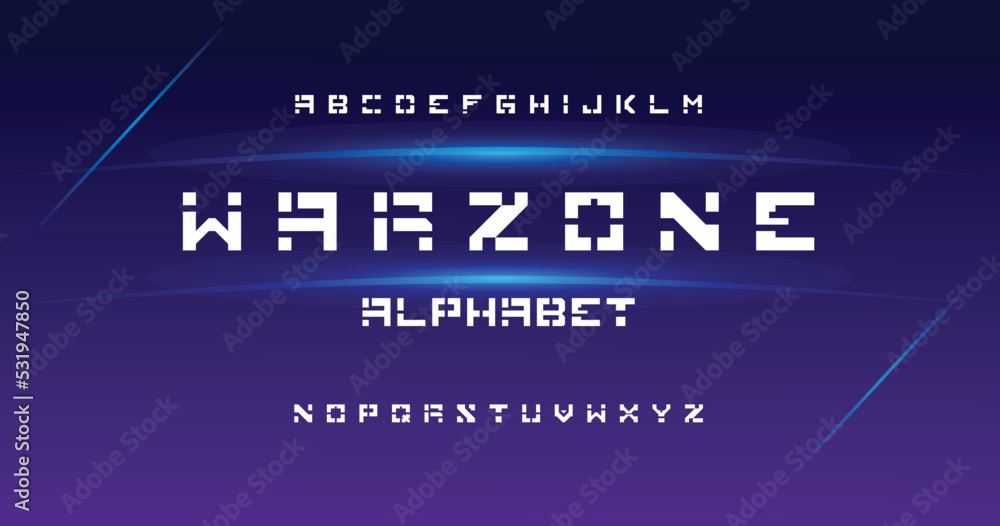 WARZONE Sports minimal tech font letter set. Luxury vector typeface for ...