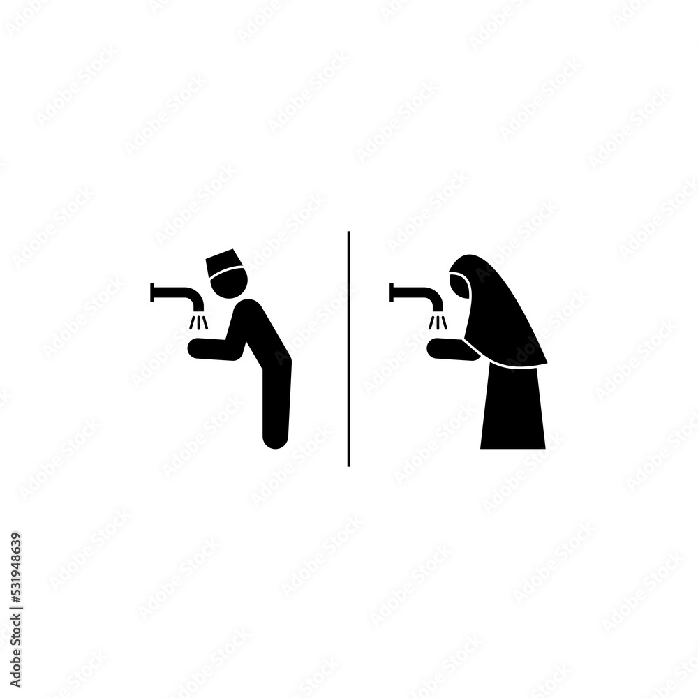 Poster simple wudhu icon design template vector, muslim ablution symbol ...